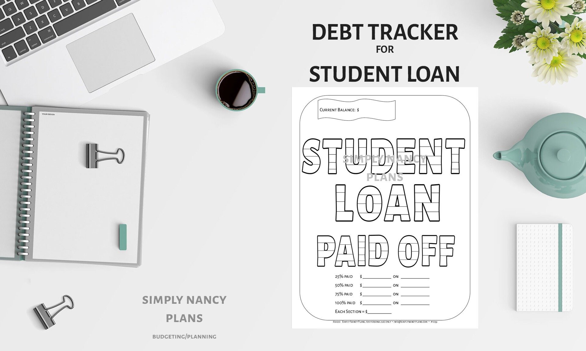 Student Loan Debt Tracker Payment Paid Off, Printable Chart, Payoff ...