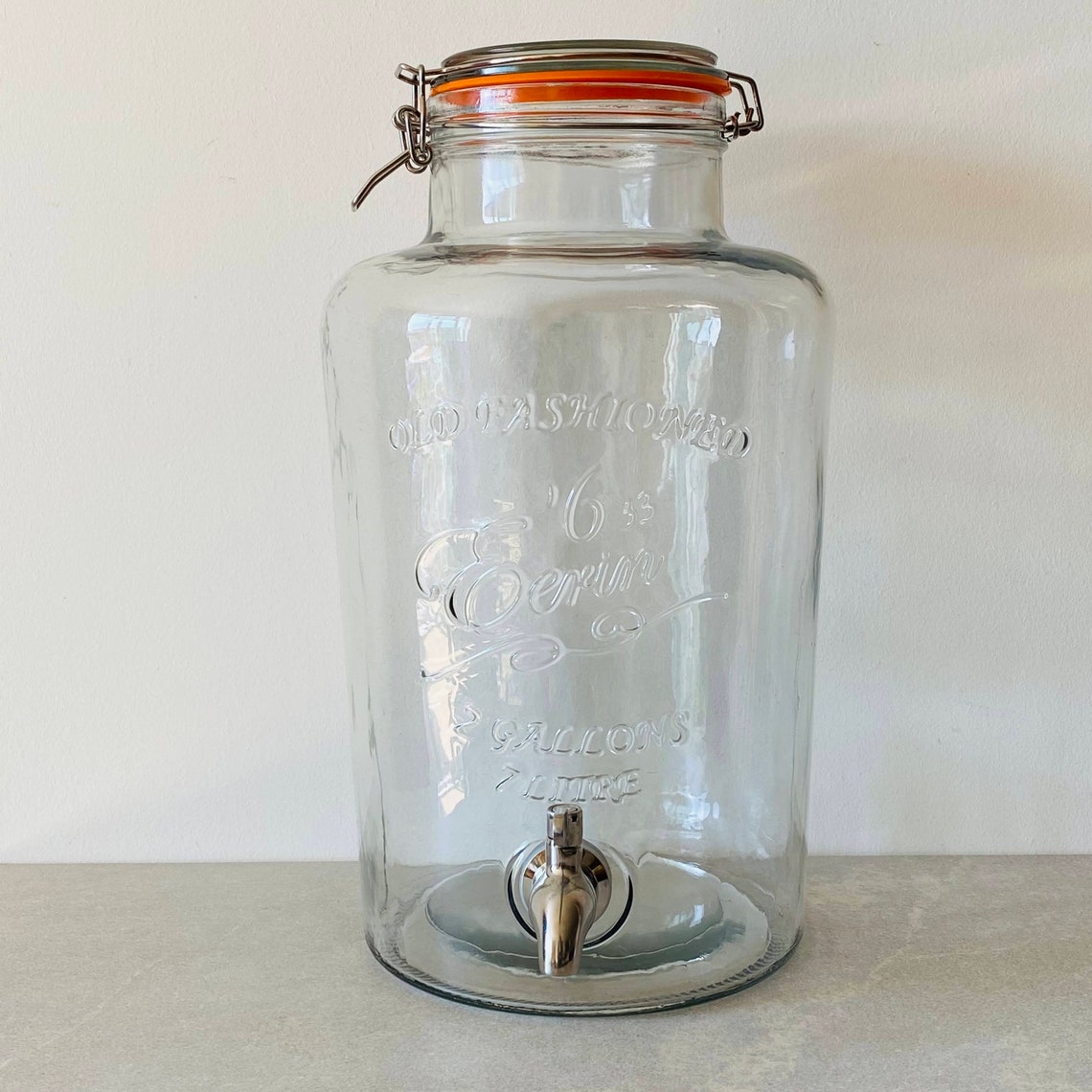 7 Litre Glass Barrel with Stainless Steel Tap Brimfull it | Etsy