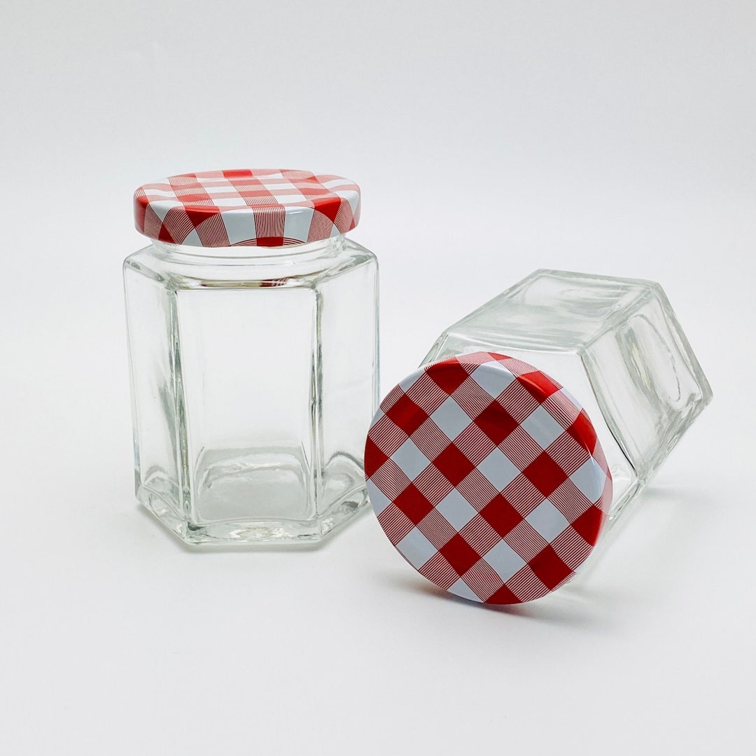 32+ Hexagonal 80z / 195ml Glass Jars With a Choice of 6 Different ...