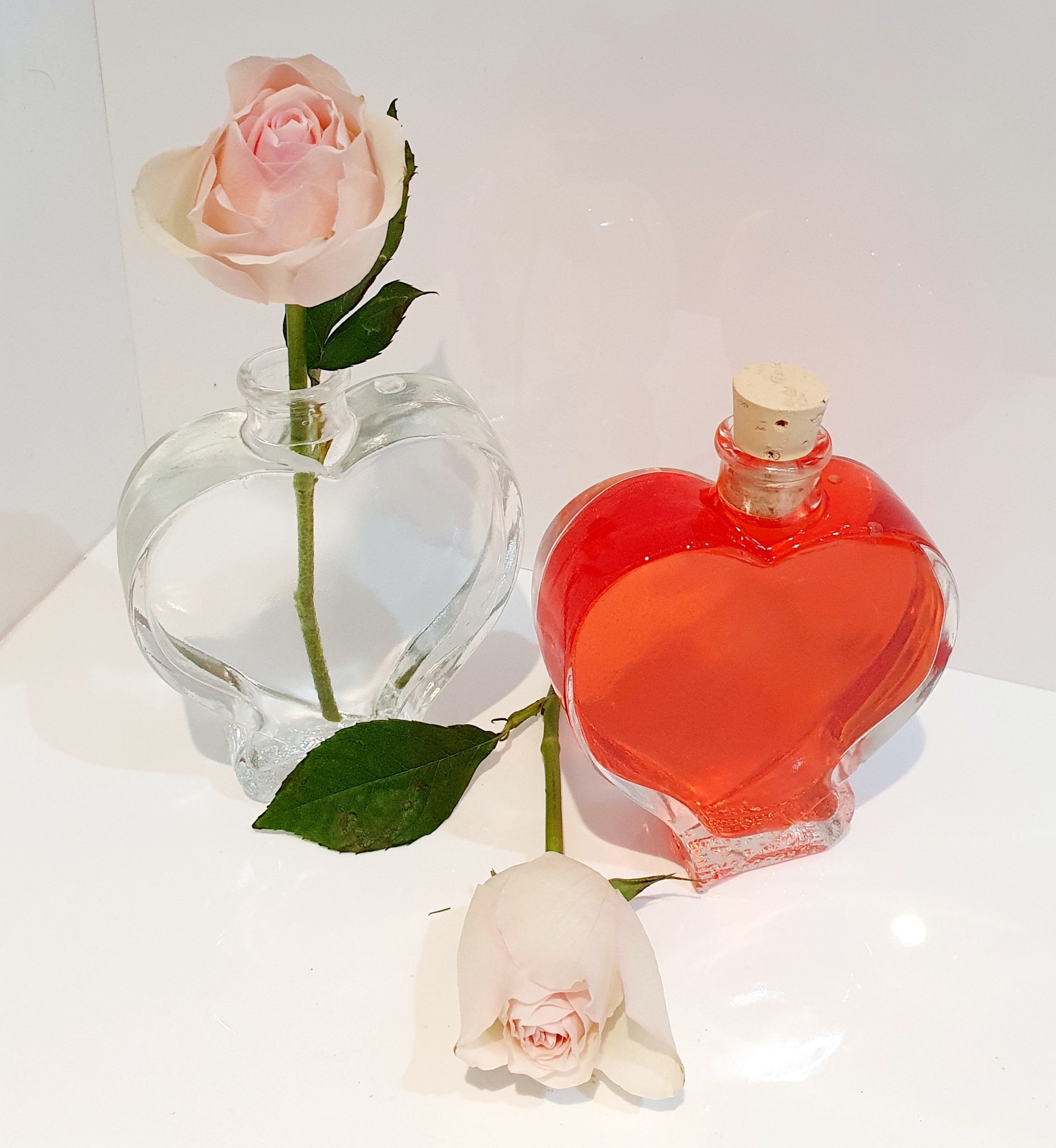 Glass 200ml Heart Bottle with Natural Cork Closure Perfect | Etsy