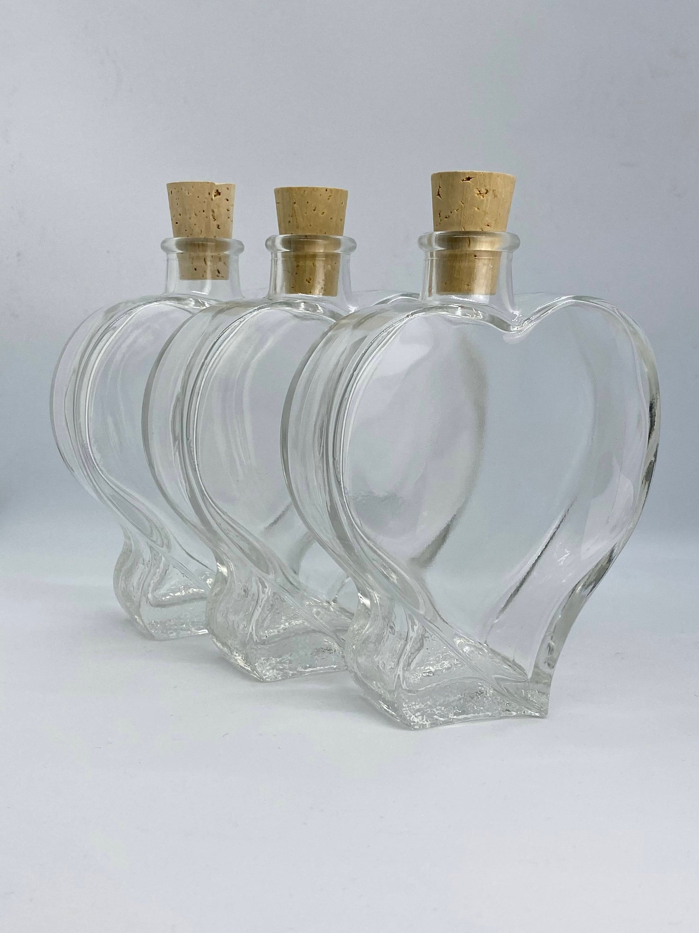 Glass 200ml Heart Bottle with Natural Cork Closure Perfect | Etsy