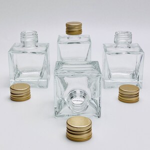 50ml Cube Shaped Bottles - Choose 1 of 4 Coloured Caps - Ideal Bottles ...