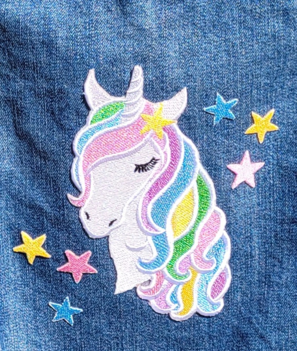 Kid's Denim Jacket With Unicorn & Stars - Etsy