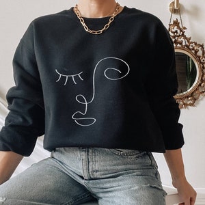 Abstract Face Sweatshirt Face Design Shirt Minimalism | Etsy