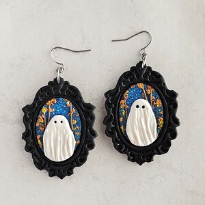 Halloween Ghost Earrings, Spooky Cute Dangles, Handmade Fall Clay ...