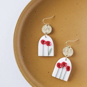 Poppy Clay Earrings,poppy Polymer Clay Earrings, Floral Poppies Dangles ...