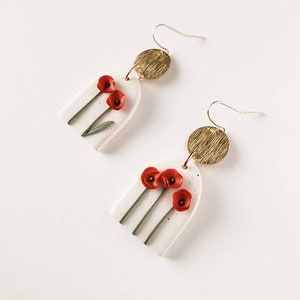 Poppy Clay Earrings,poppy Polymer Clay Earrings, Floral Poppies Dangles ...