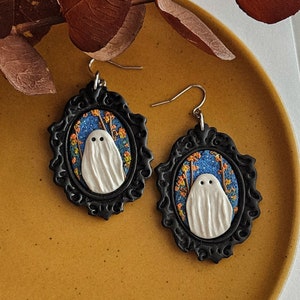Halloween Ghost Earrings, Spooky Cute Dangles, Handmade Fall Clay ...