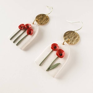 Poppy Clay Earrings,poppy Polymer Clay Earrings, Floral Poppies Dangles ...