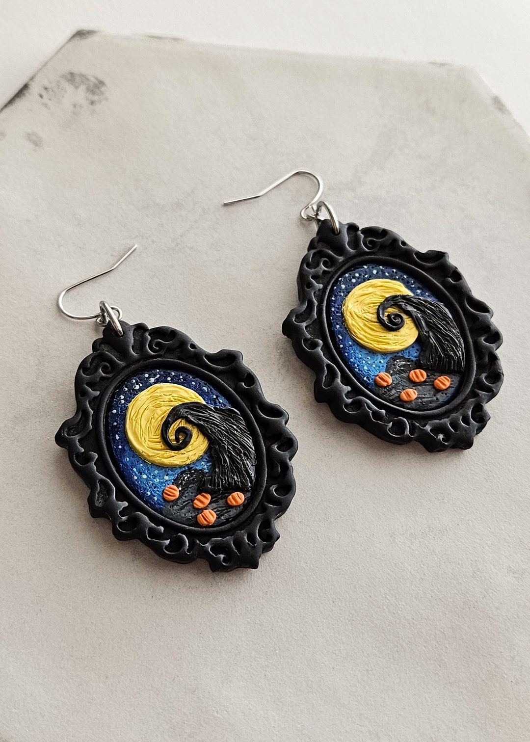 Halloween Earrings, Gothic Polymer Clay Earrings, Spooky Pumpkin Season ...