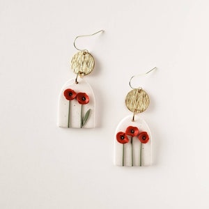 Poppy Clay Earrings,poppy Polymer Clay Earrings, Floral Poppies Dangles ...