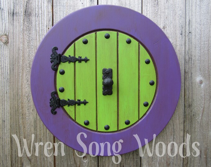 Large Wooden Round Door, Hobbit Door, Garden Decor, Shire, Purple and ...