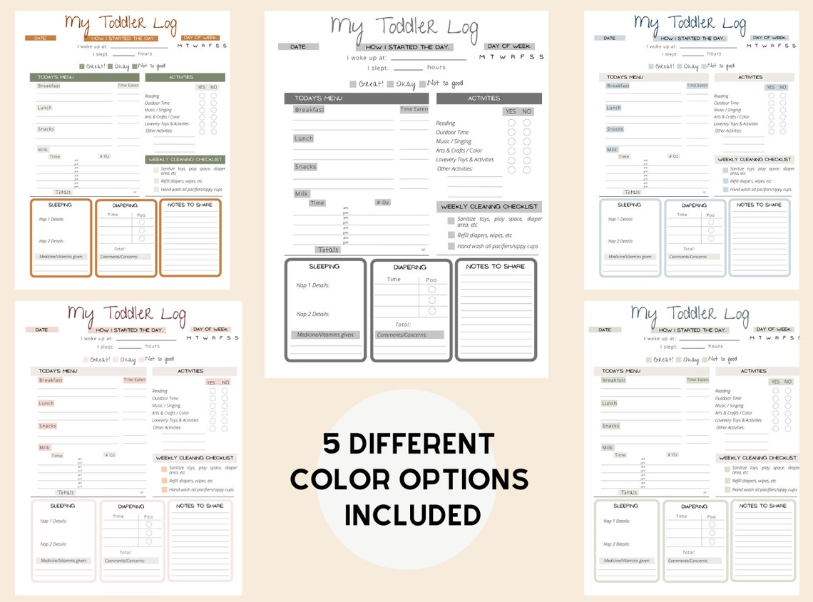 Toddler Log: Daily Toddler Report for Nanny, Daycare, In-home Preschool ...