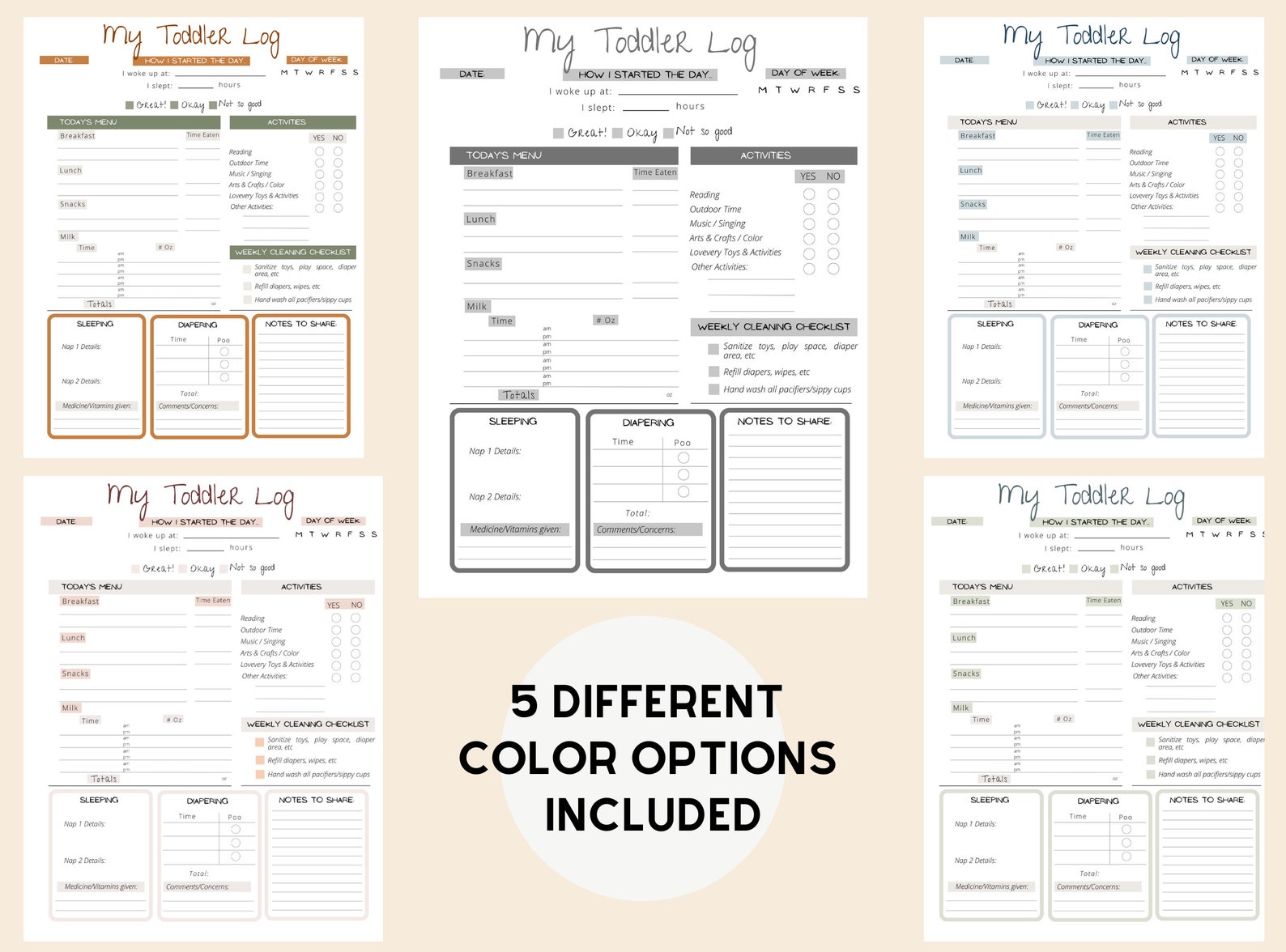 Toddler Log: Daily Toddler Report for Nanny, Daycare, In-home Preschool ...