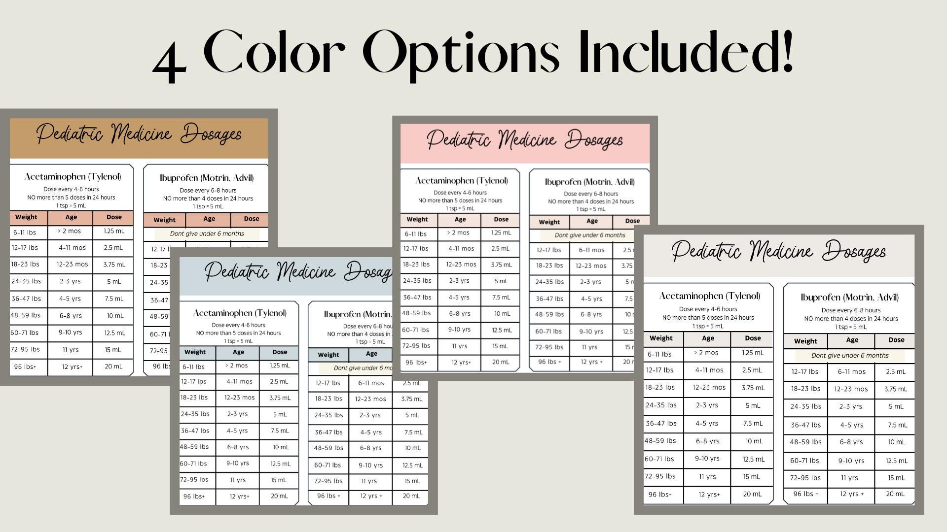 Pediatric Dosage Chart: Medicine Guide for Kids (digital Download) - Etsy