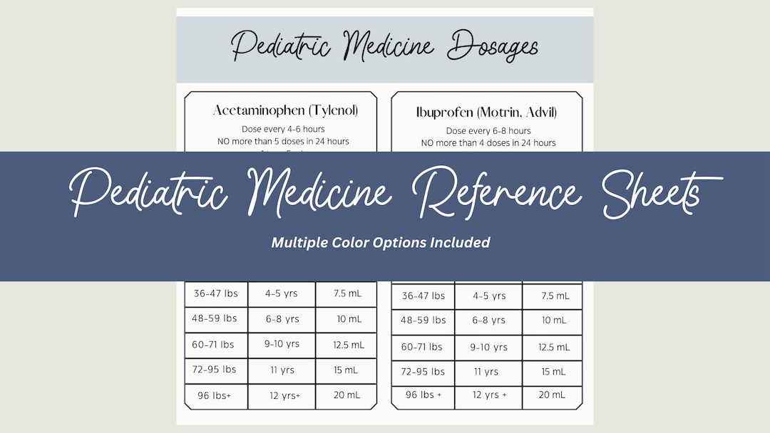 Pediatric Dosage Chart: Medicine Guide for Kids (digital Download) - Etsy