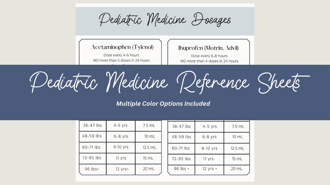 Pediatric Dosage Chart: Medicine Guide for Kids (digital Download) - Etsy
