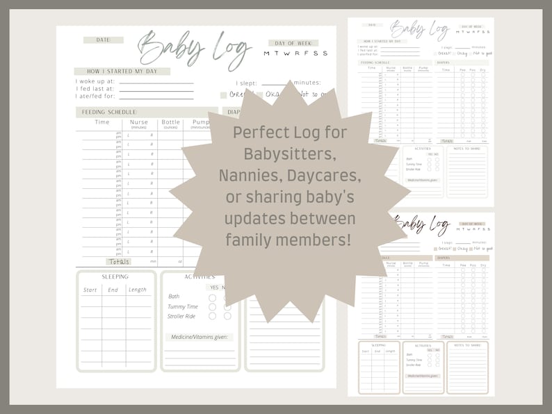 Minimalist Baby Log Printable: Newborn Tracker (digital Download) - Etsy
