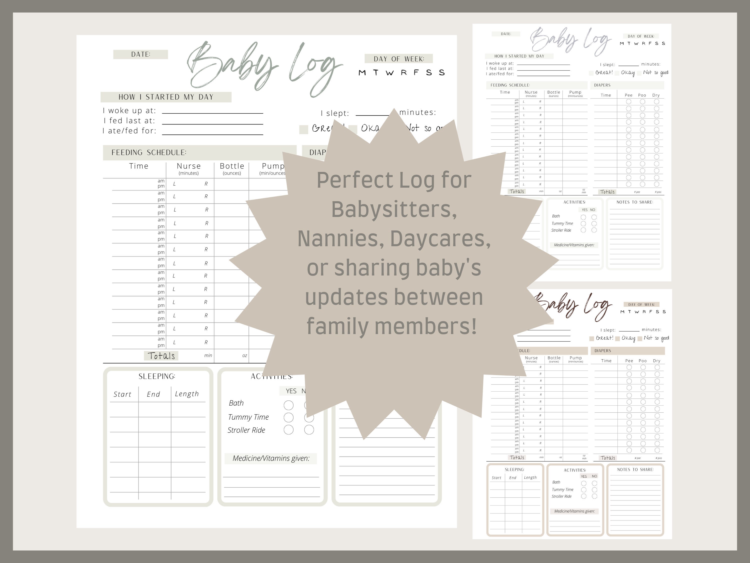 Minimalist Baby Log Printable: Newborn Tracker (digital Download) - Etsy