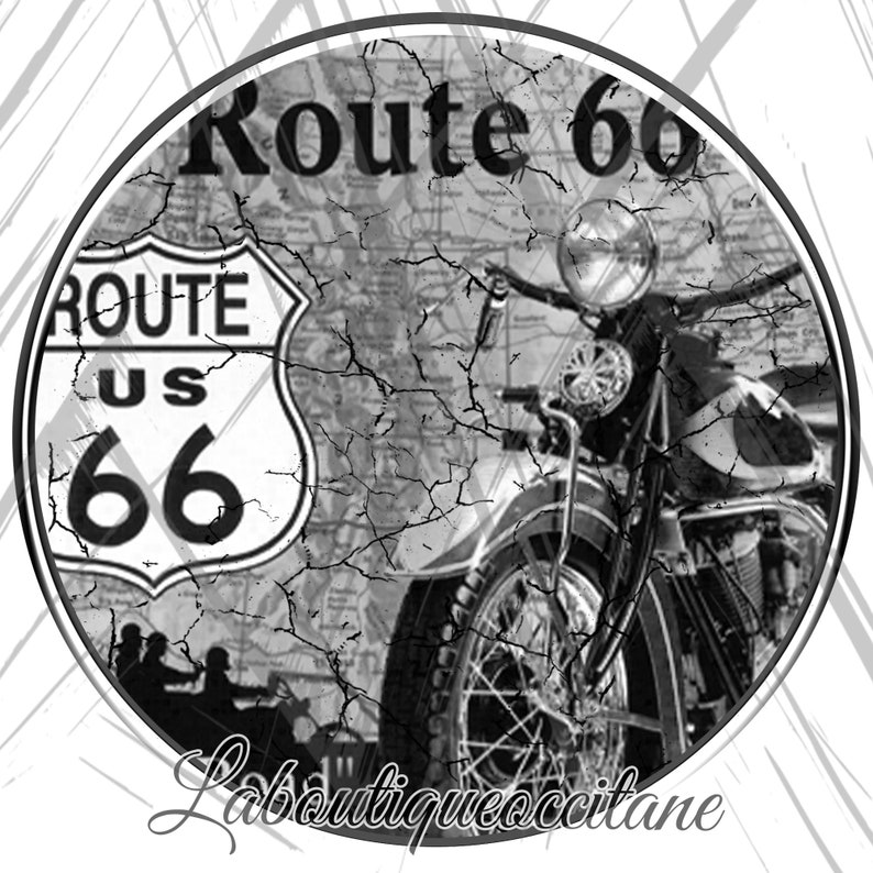 Route 66 Vintage Design Black and White Aged Effect Digital Download ...