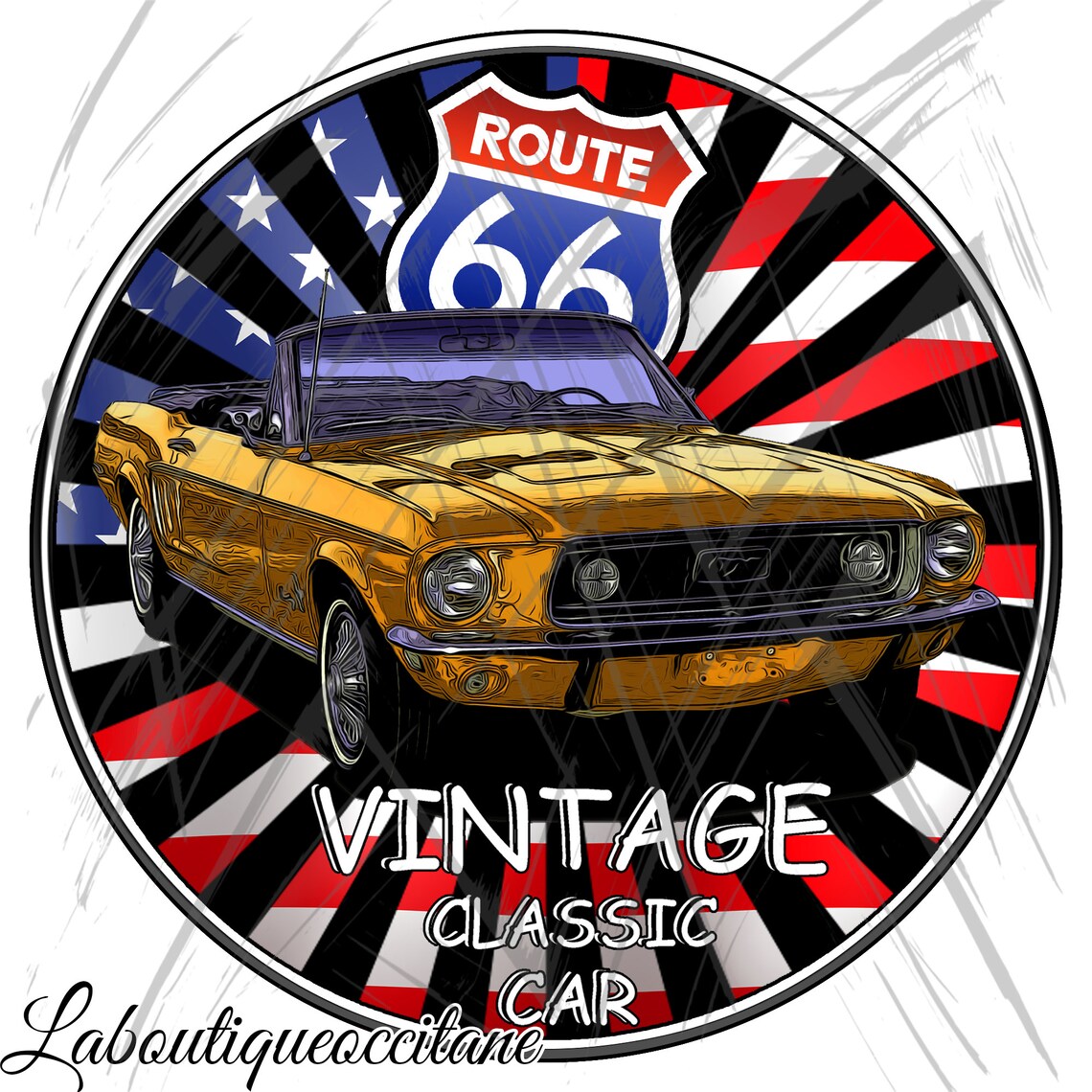 Vintage Classic Cars USA PNG Route 66 Muscles Cars Flag USA Rising Sun ...