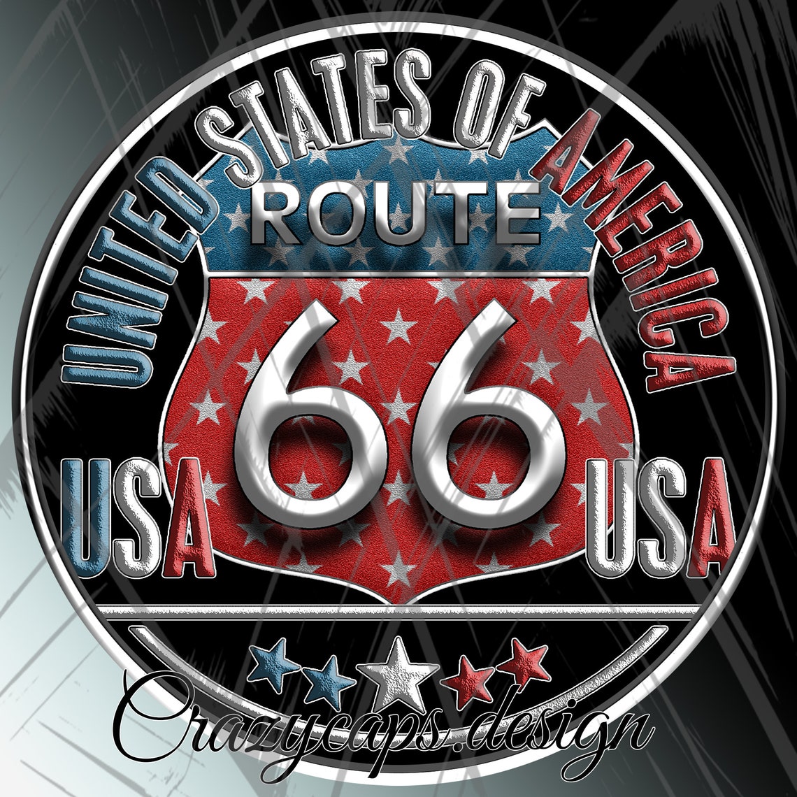 Route 66 USA Design PNG Flag USA Digital Download Round Design United ...
