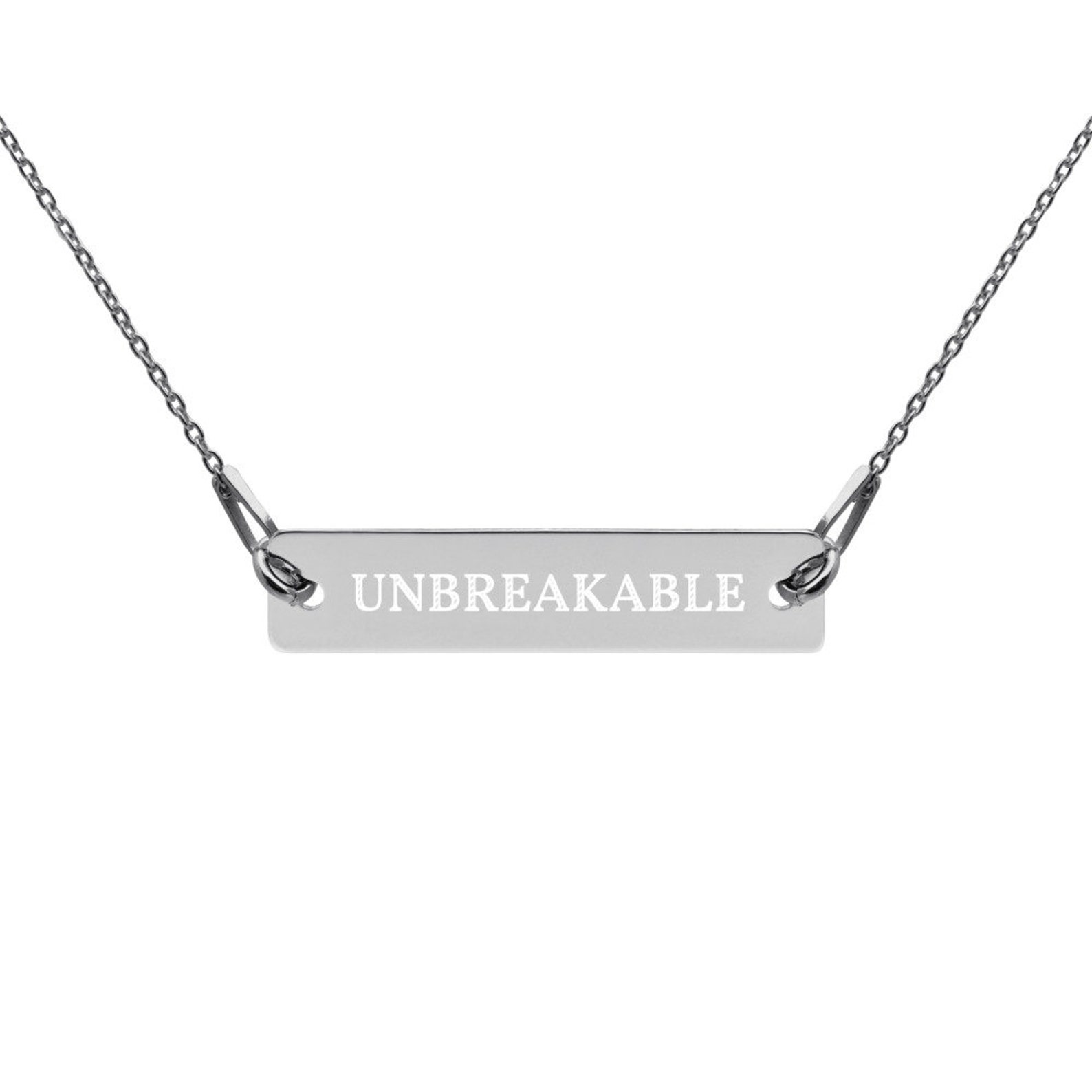 UNBREAKABLE Engraved Bar Chain Necklace Letter Necklace - Etsy