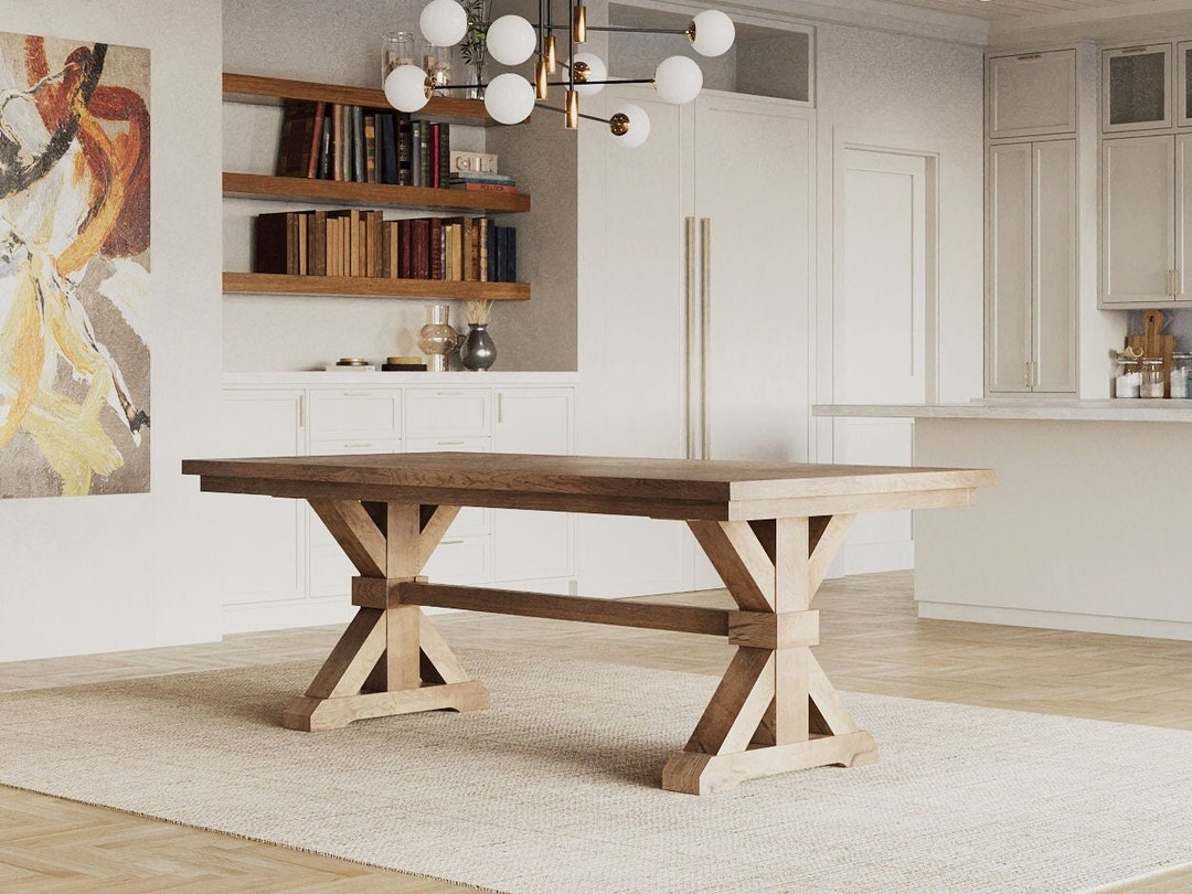 The Viking Extension Dining Table // Trestle Leg // Farmhouse Dining ...