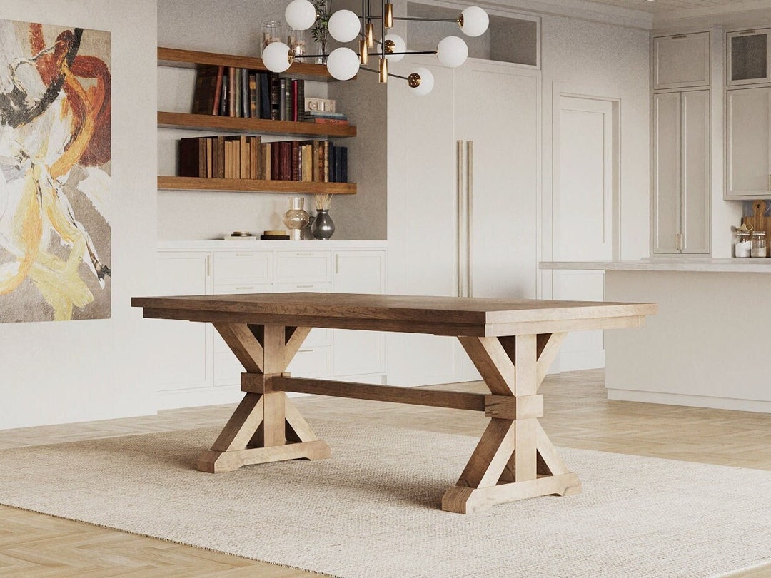 The Viking | Oak Trestle Table // Farmhouse Dining Room Table // Modern ...