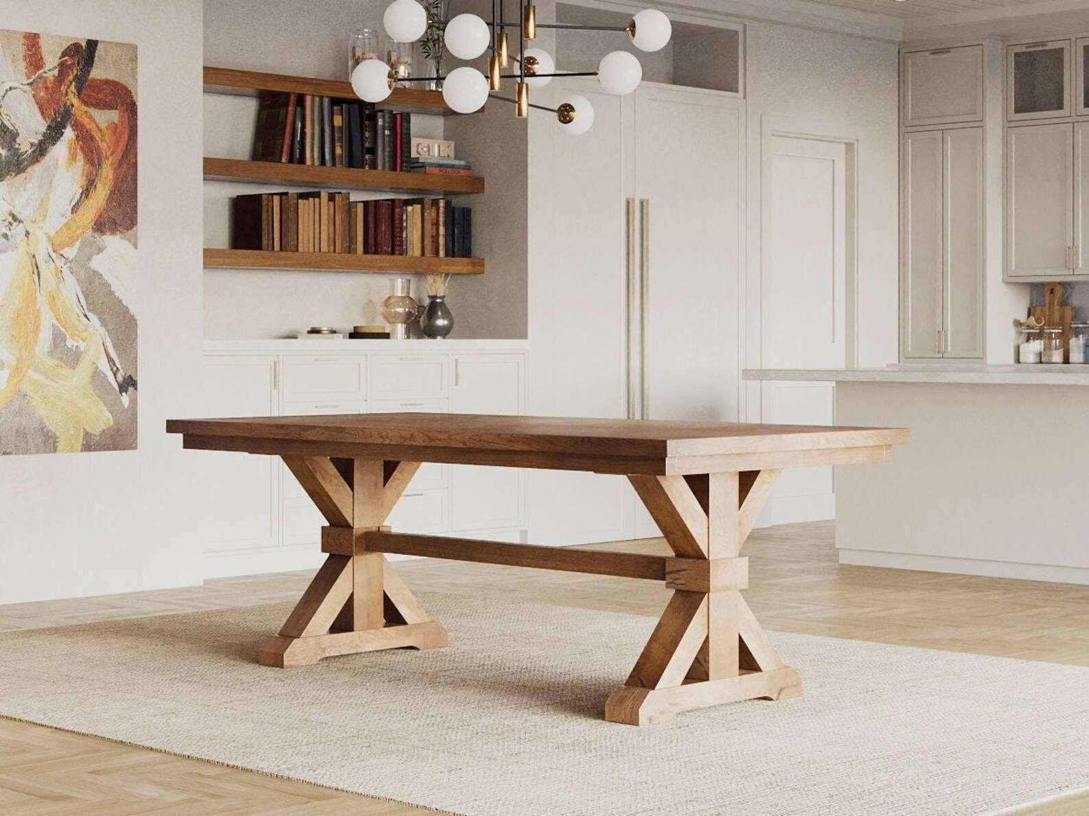 The Viking | Extension Dining Table // Trestle Leg // Farmhouse Dining ...