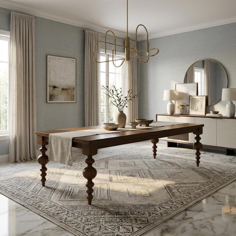 The Arcadia | Oak Dining Table // Large Turned Leg / Farmhouse Dining ...