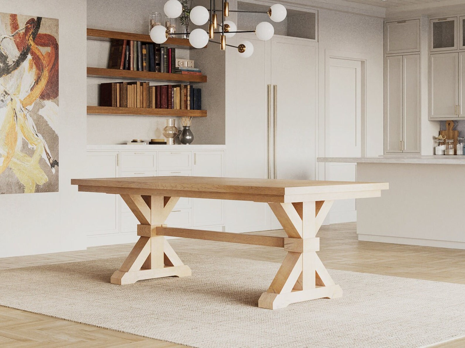 The Viking Extension Dining Table // Trestle Leg // Farmhouse Dining ...