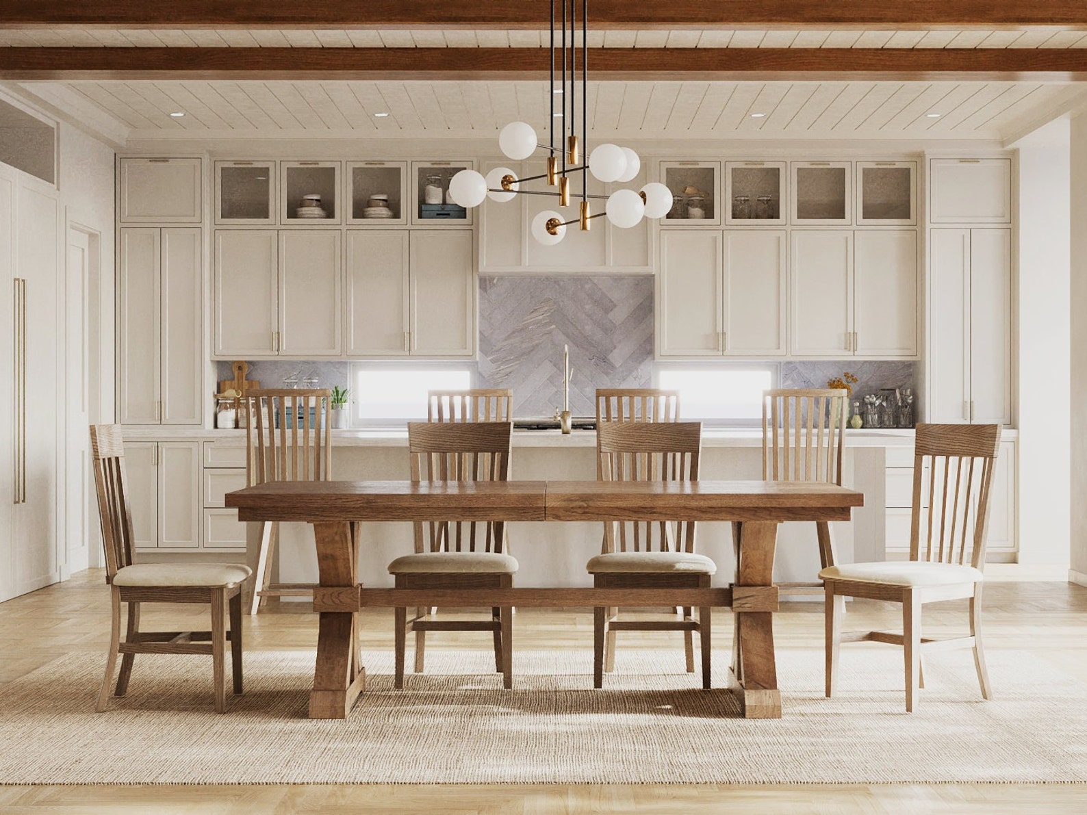 The Viking | Extension Dining Table // Trestle Leg // Farmhouse Dining ...