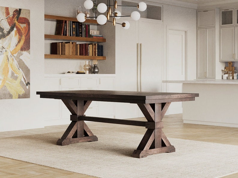 The Viking | Extension Dining Table // Trestle Leg // Farmhouse Dining ...
