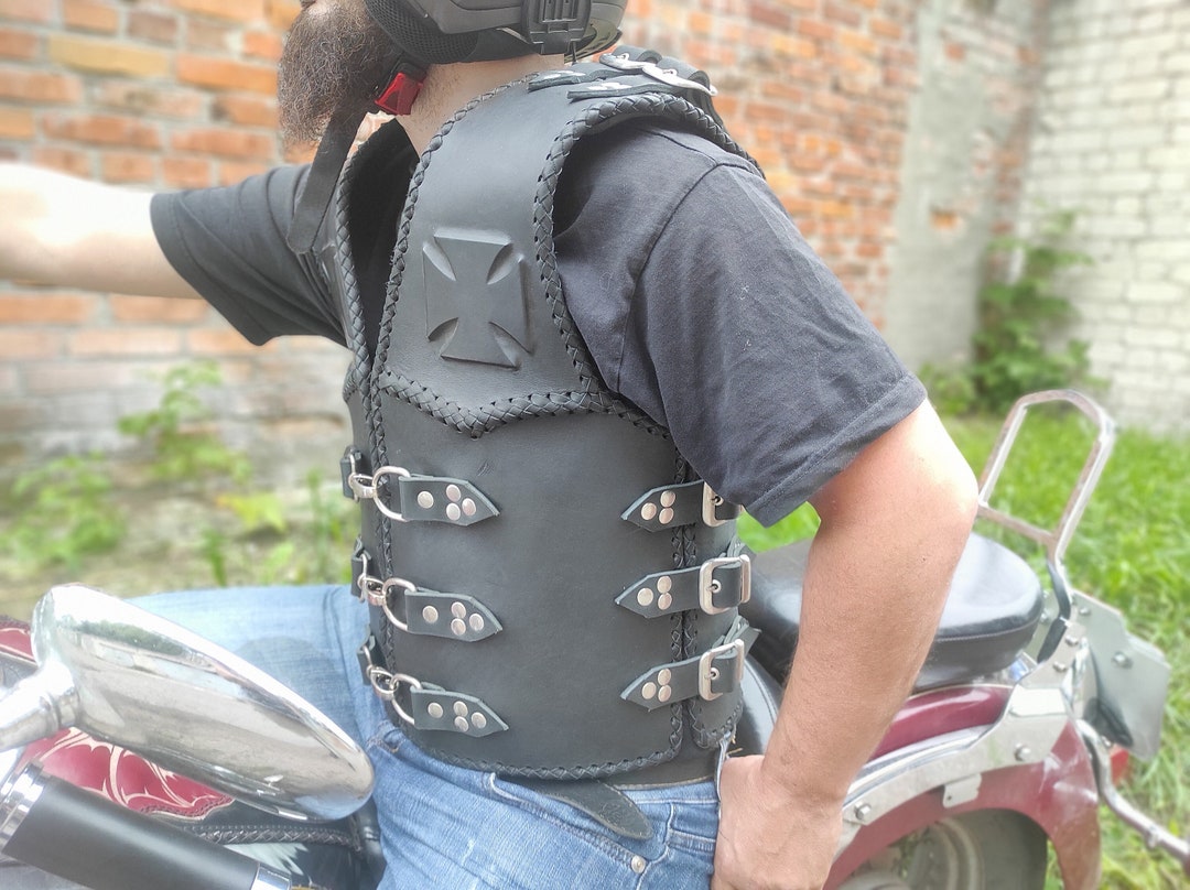 MOTORCYCLE LEATHER VEST, Biker Vest, Cycling Vest, Gift Leather Men ...
