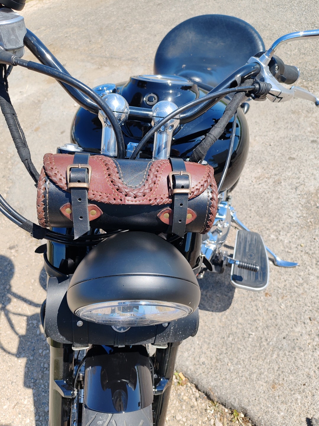 Available CHOPPER LEATHER BAG, Motorcycle Bag, Front Fork Tool Bag ...