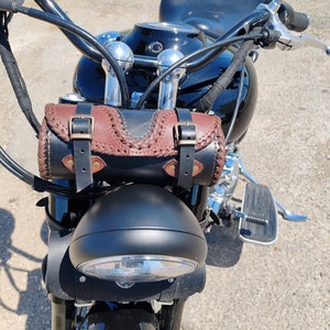 Handmade Leather Motorcycle Tool Bag, Chopper Front Fork Bag, Custom ...