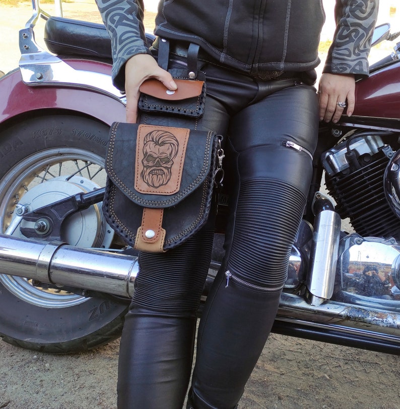 Handmade Leather Hip Bag, Biker Thigh Pouch, Braided Gothic Purse - Etsy