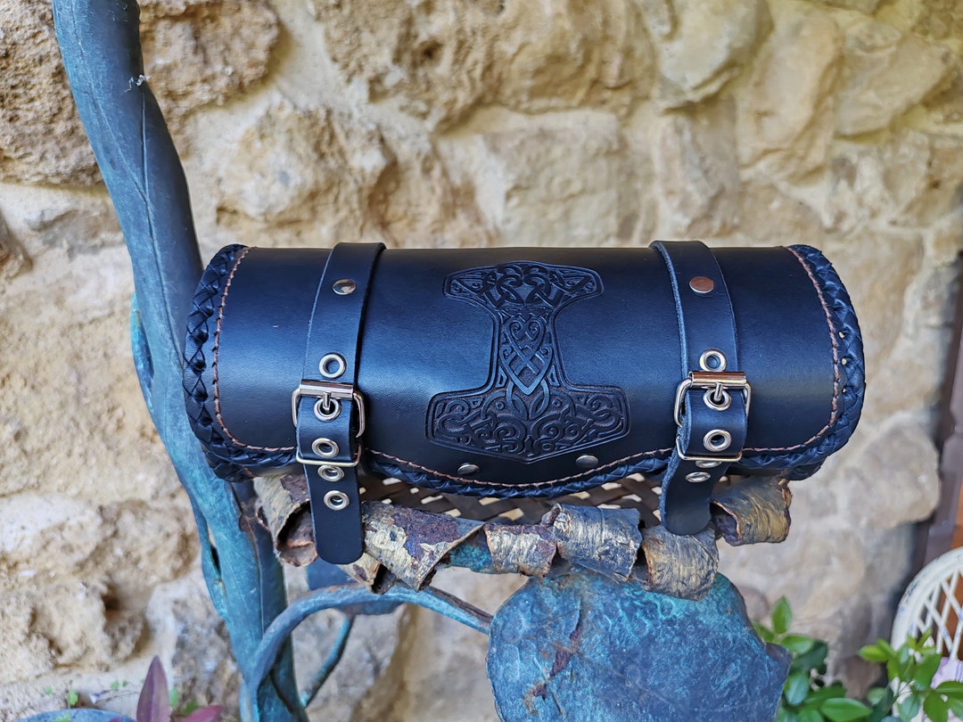 CHOPPER LEATHER BAG Motorcycle Bag Front Fork Tool Bag Chopper Bag ...