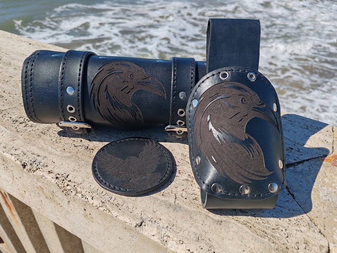 CHOPPER LEATHER BAG, Motorcycle Bag Runes, Front Fork Tool Bag, Leather ...