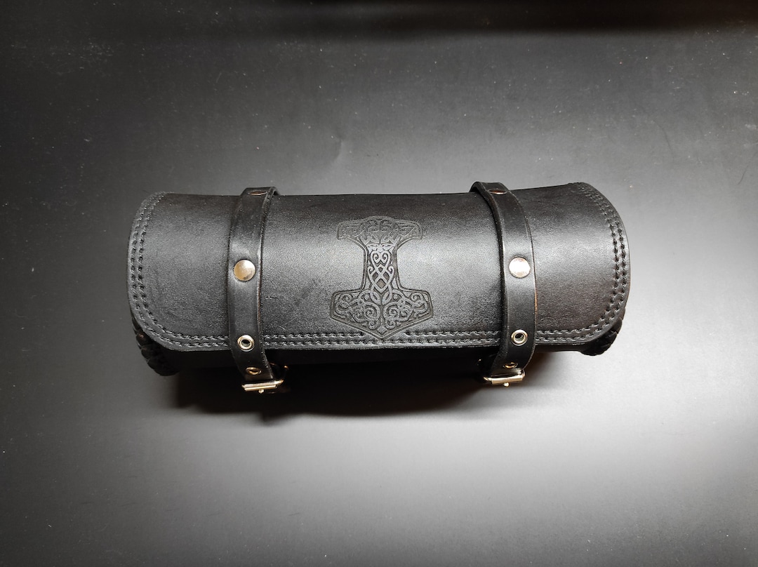 CHOPPER LEATHER BAG Motorcycle Bag Front Fork Tool Bag Chopper Bag ...