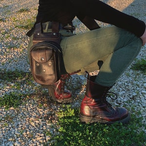 LEATHER HIP BAG, Motorcycle Belt, Bag Brown, Thigh Bag Belt Bag ...