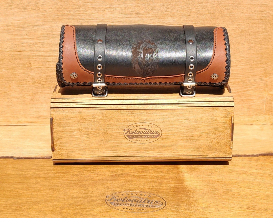 Available CHOPPER LEATHER BAG, Motorcycle Bag, Front Fork Tool Bag ...