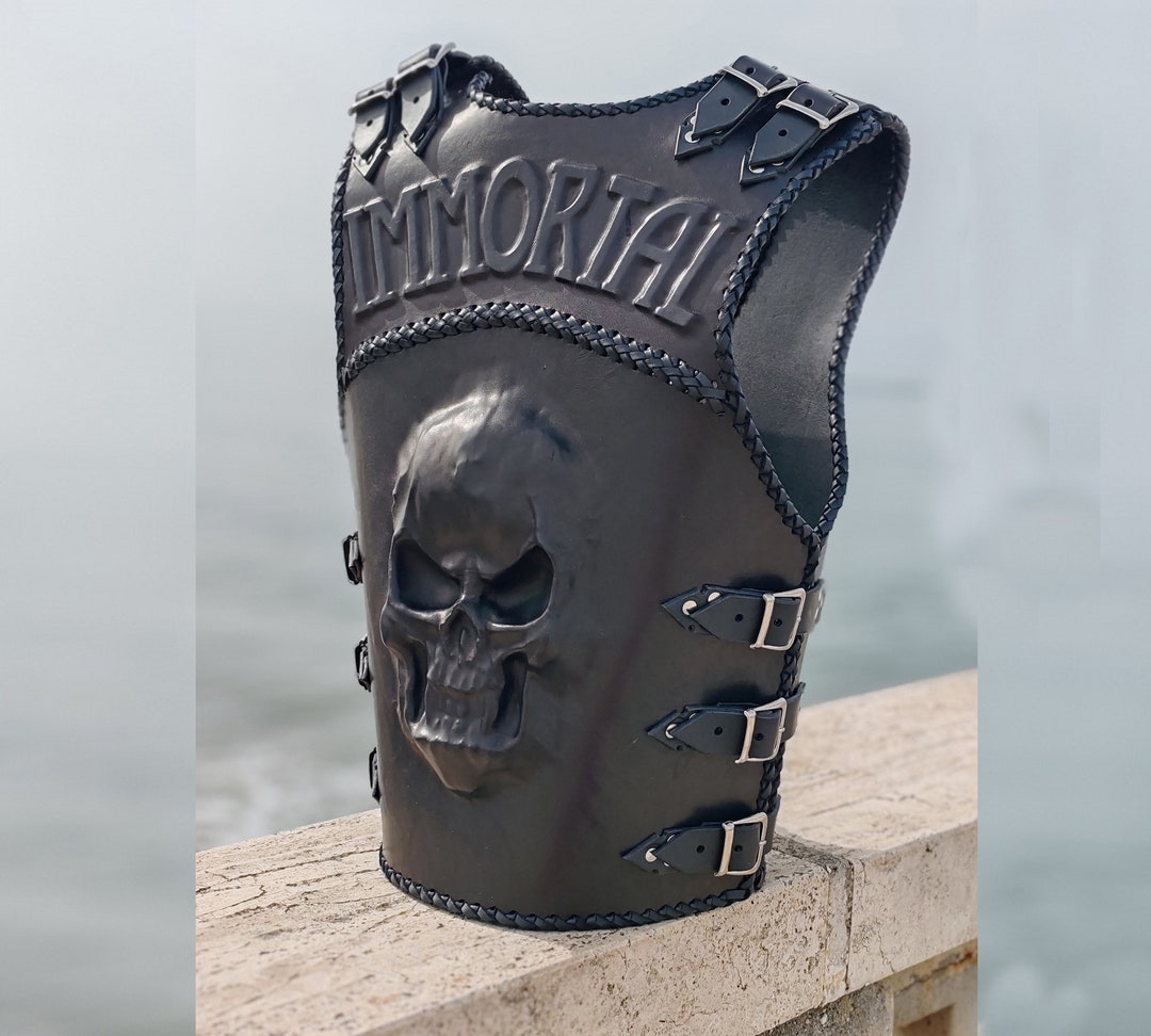 Immortal Handmade Leather Skull Vest Leather Motorcycle Vest ...