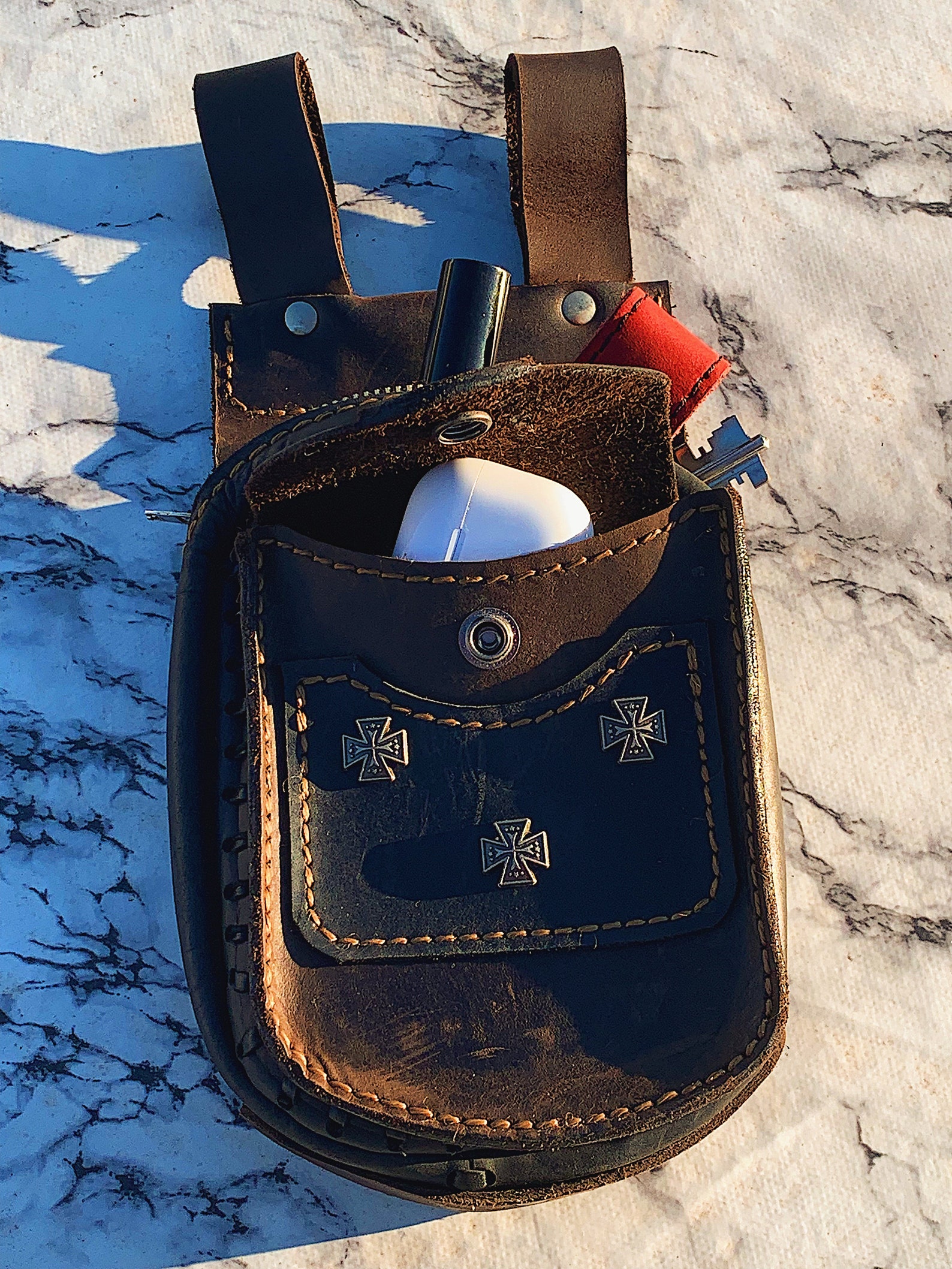 LEATHER HIP BAG, Motorcycle Belt, Bag Brown, Thigh Bag Belt Bag ...