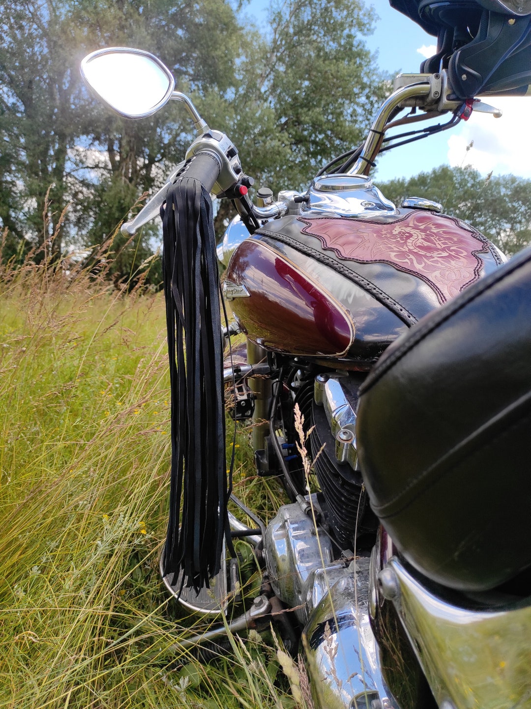 Handmade Leather Motorcycle Handlebar Tassels: Grip & Lever Covers - Etsy