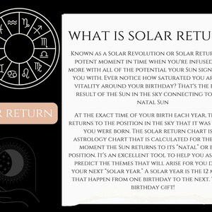 Solar Return Reading, Solar Birthday Astrology, Solar Chart, Natal ...
