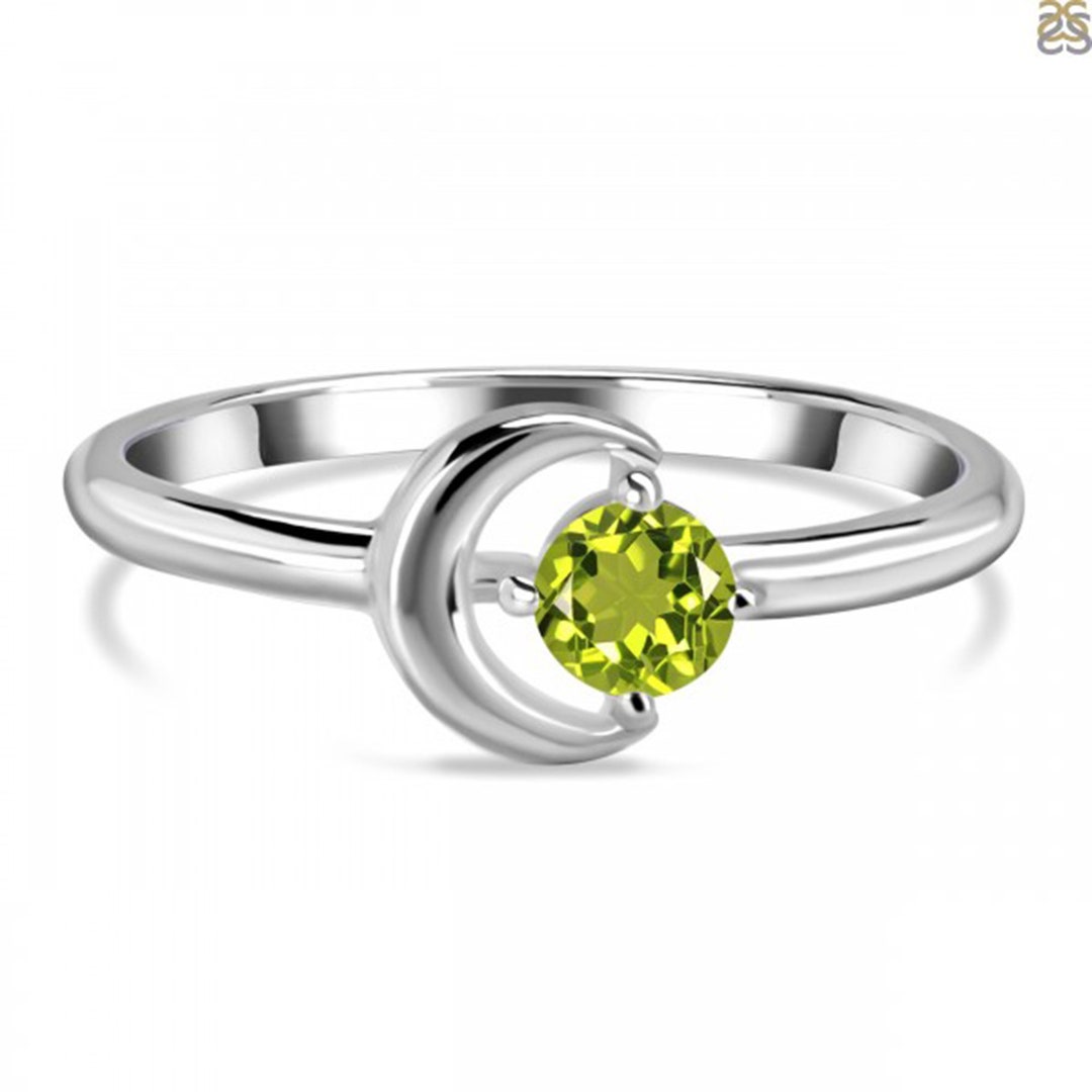 Natural Peridot Ring, 925 Sterling Silver, Moon Peridot Ring, Handmade ...