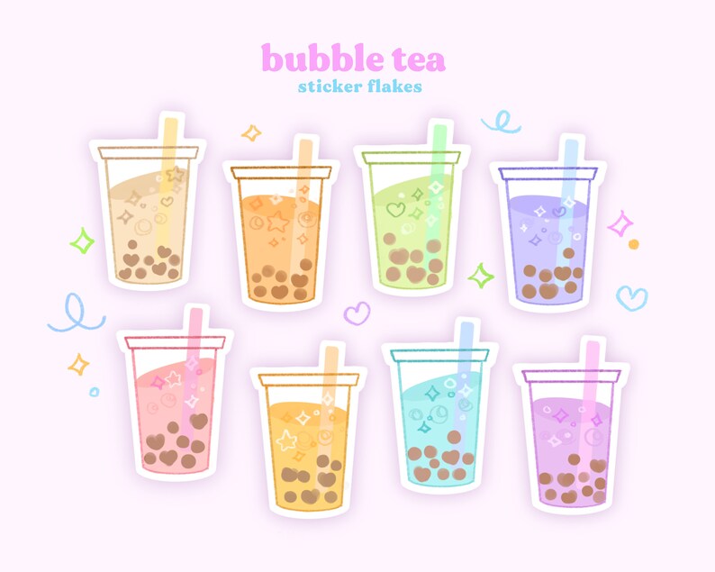 Boba Stickers Cute Kawaii Bujo Journal Stickers, Planner Stickers ...