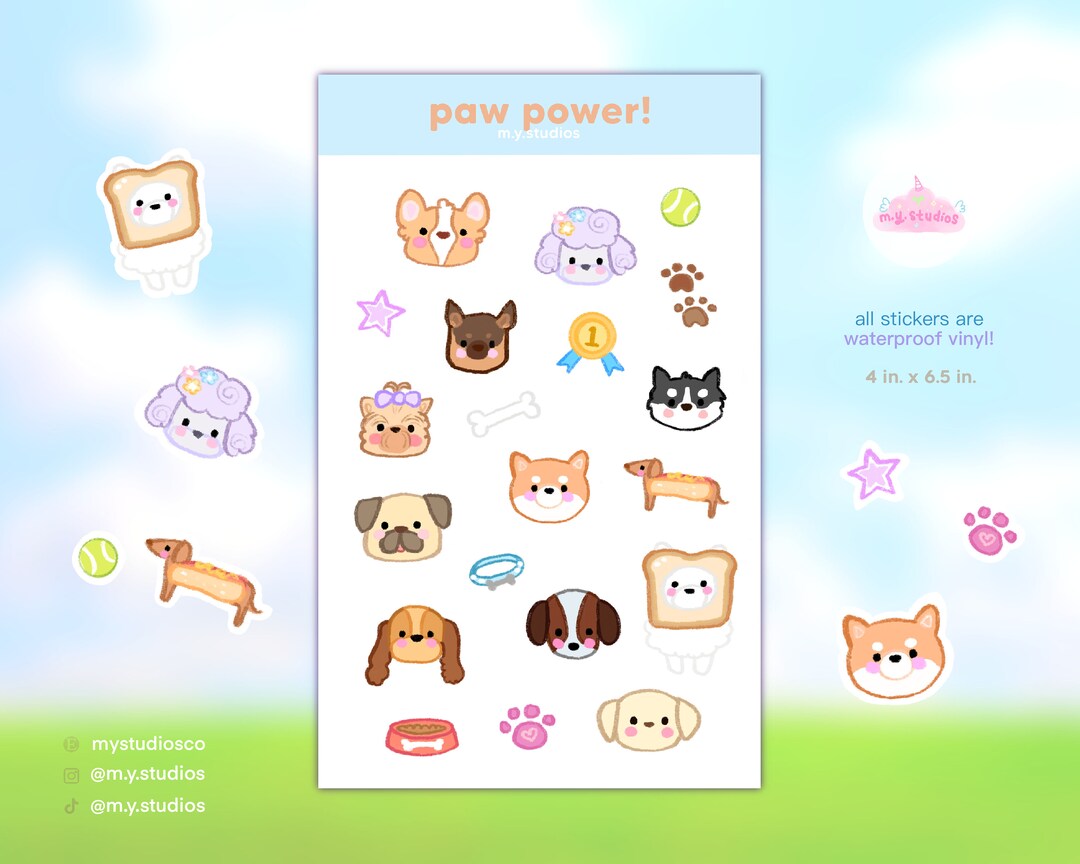 Paw Power! Sticker Sheet | Cute Stickers, Kawaii, Journal Planner ...